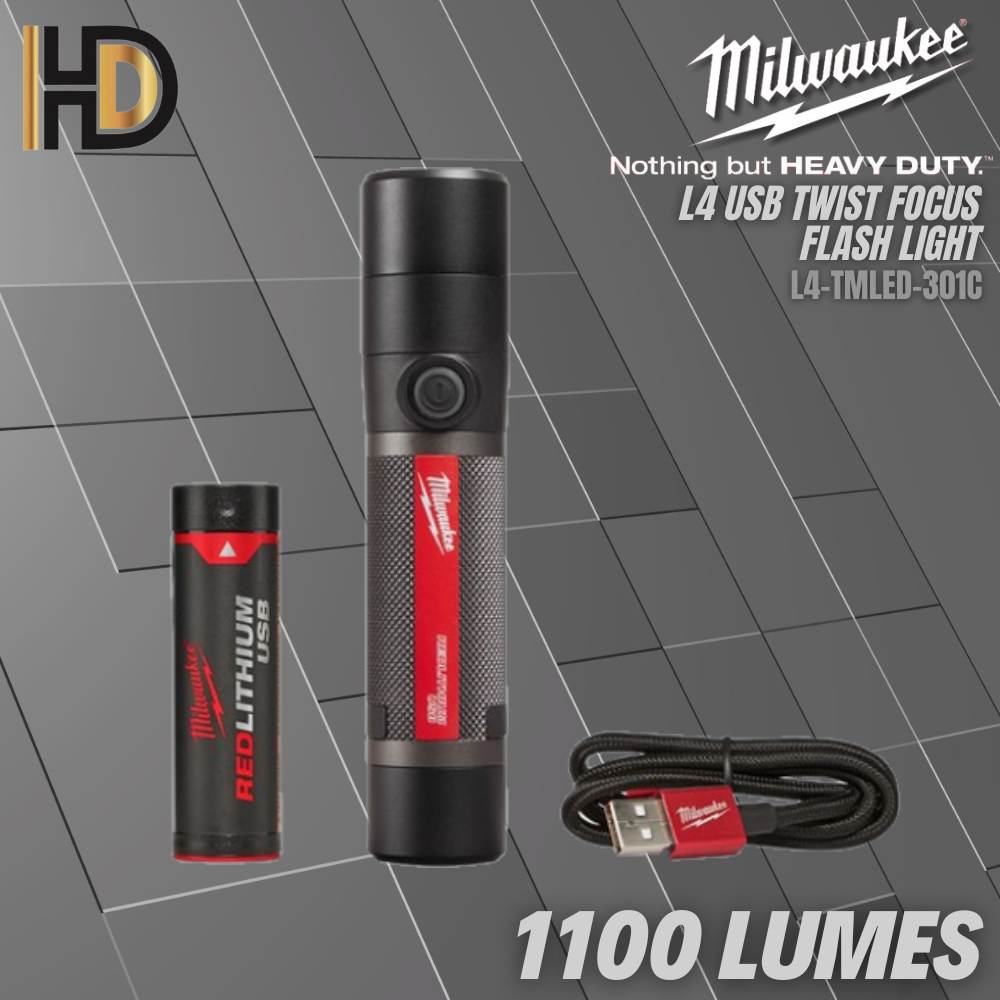 Milwaukee L4 TMLED-301 REDLITHIUM™ USB 1100L Twist Focus Flashlight | Shopee Malaysia