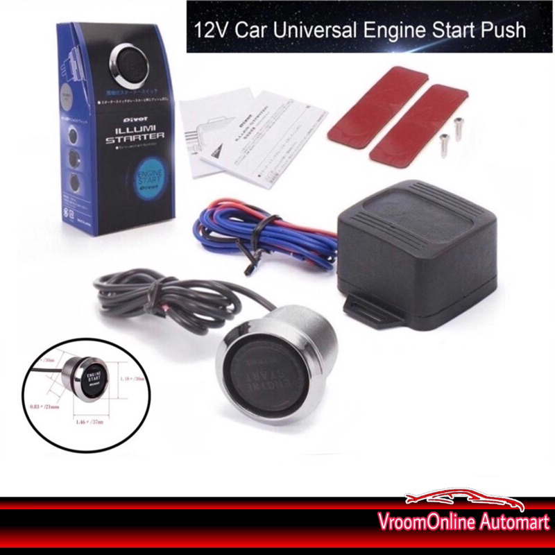 Pivot Car Engine Push Start Button Switch Ignition Starter Kit With LED ...