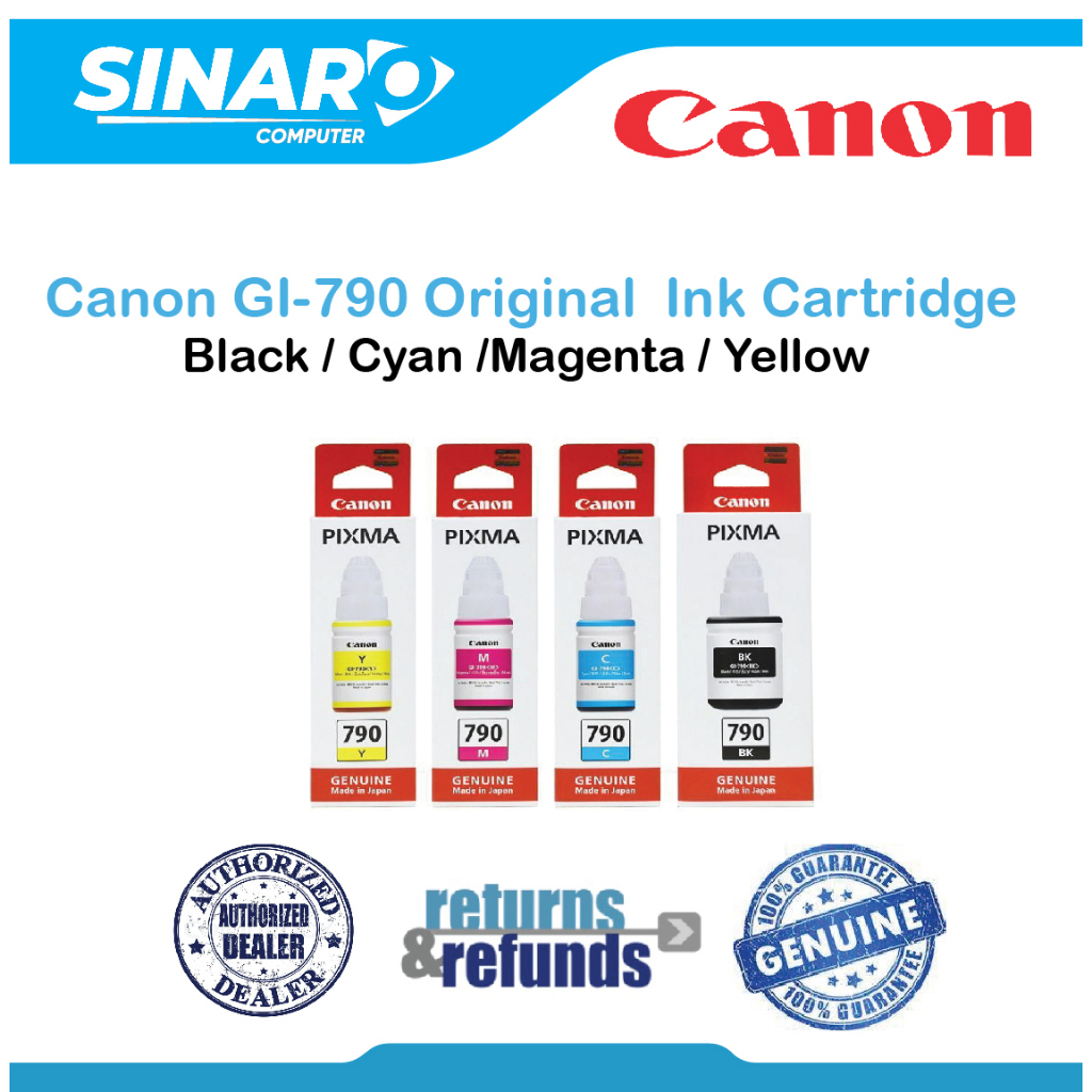 Canon Pixma GI-790 (Black/Cyan/Magenta/Yellow) Ink Tank | Shopee Malaysia