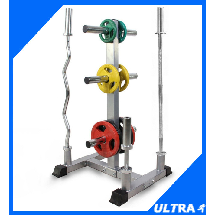 Barbell Rack Olympic Weight Lifting Plate Vertical Bar Holder Tree ...