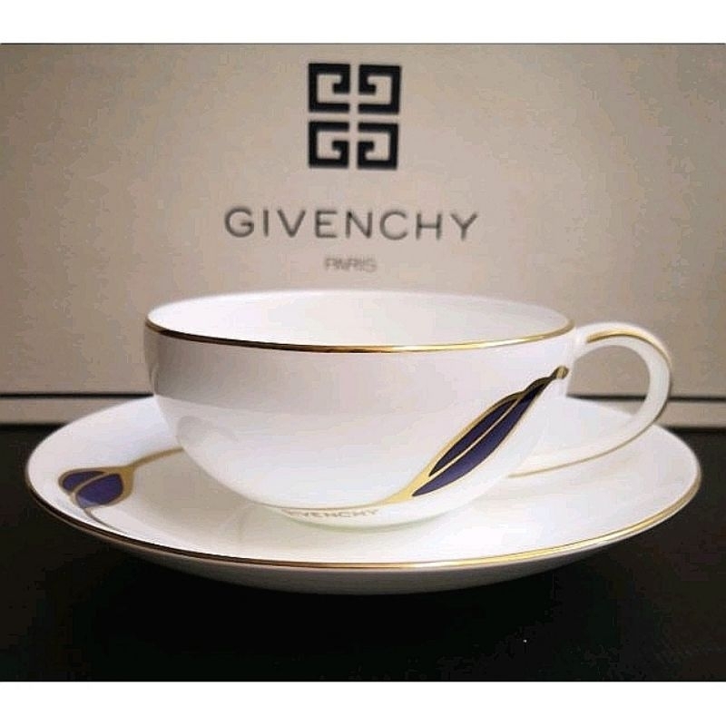 Givenchy Paris BO-110 Cobalt Blue Gold Leaf Bone China Teacup & Saucer ...