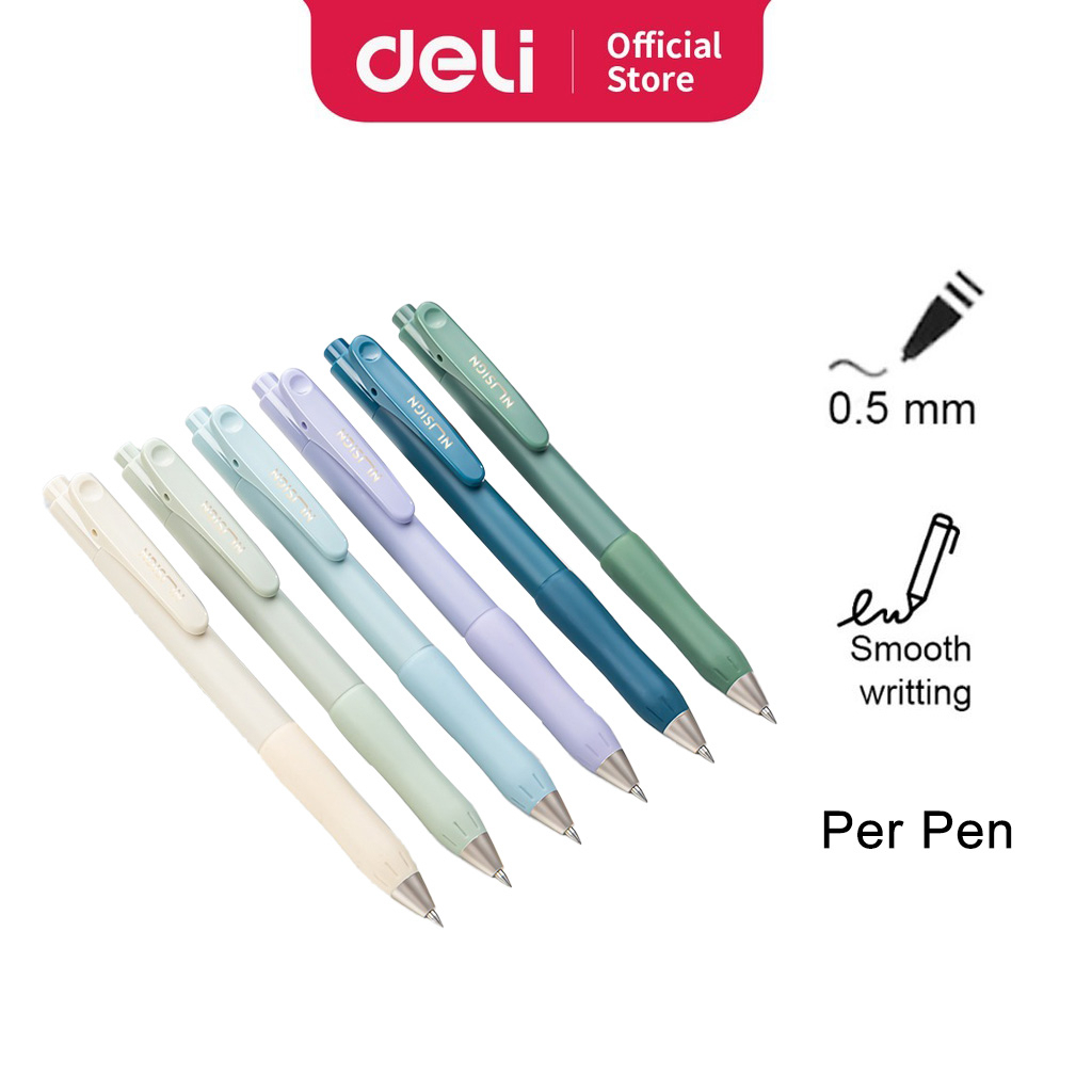 Deli Gel Pen NS576 Nusign Series 0.5mm Black Ink Morandi Colour Pens ...