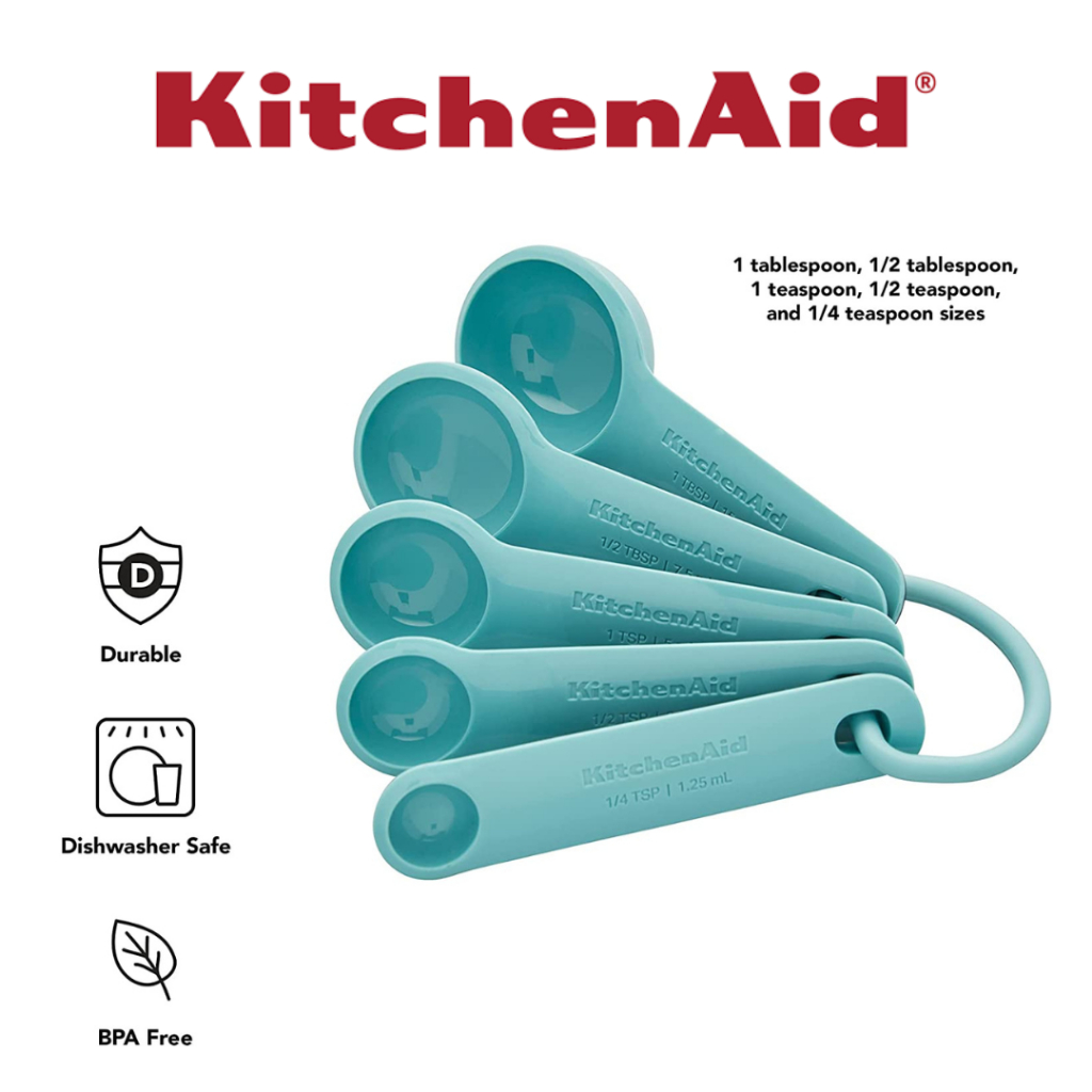 (READY STOCK) KitchenAid Measuring Spoons, Set Of 5, Aqua Sky. Table ...