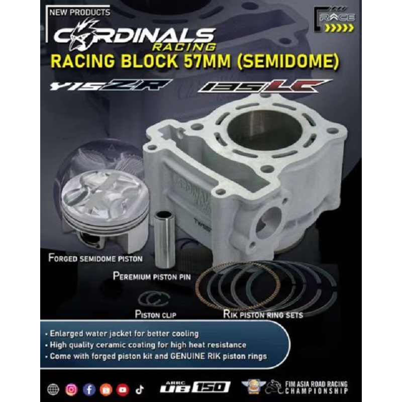 CARDINALS RACING RACING BLOCK 57MM(SEMIDOME) FOR Y15ZR/135LC | Shopee ...