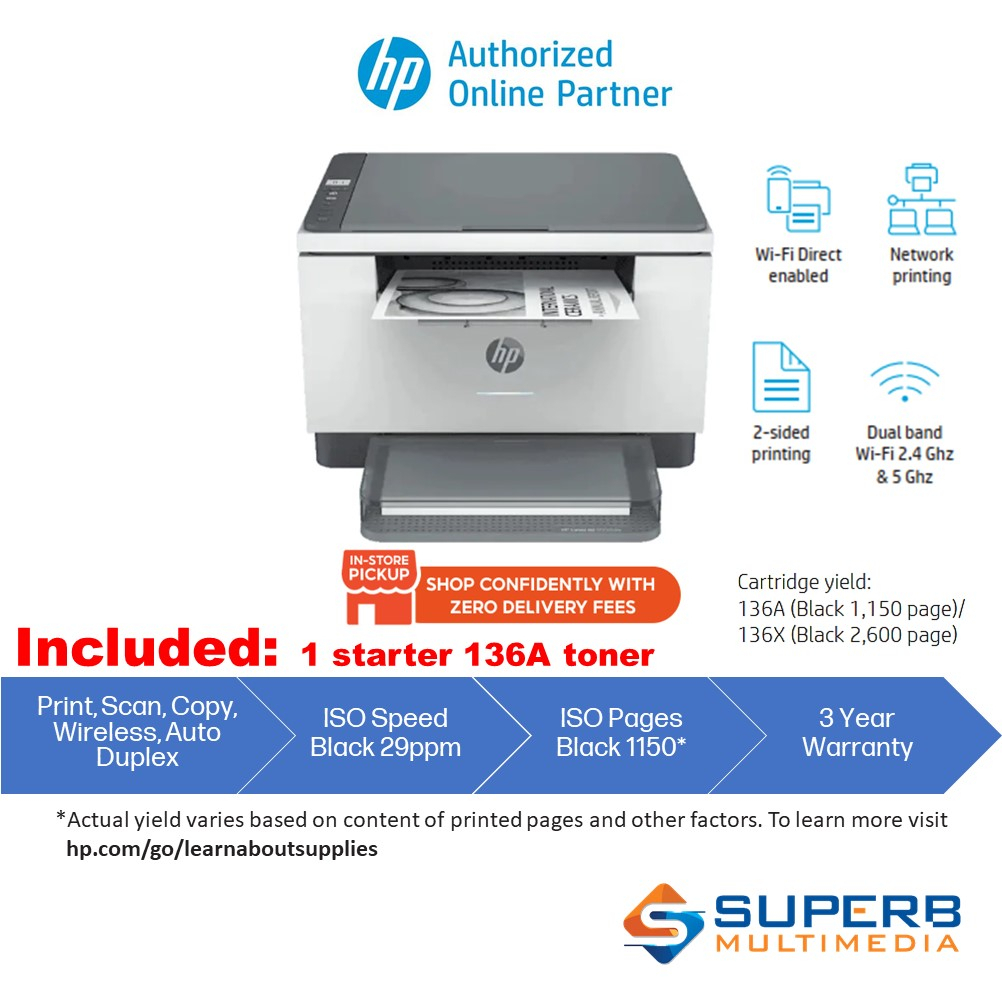 HP LaserJet MFP M236dw Printer (Print, Scan, Copy, Wireless, Auto ...