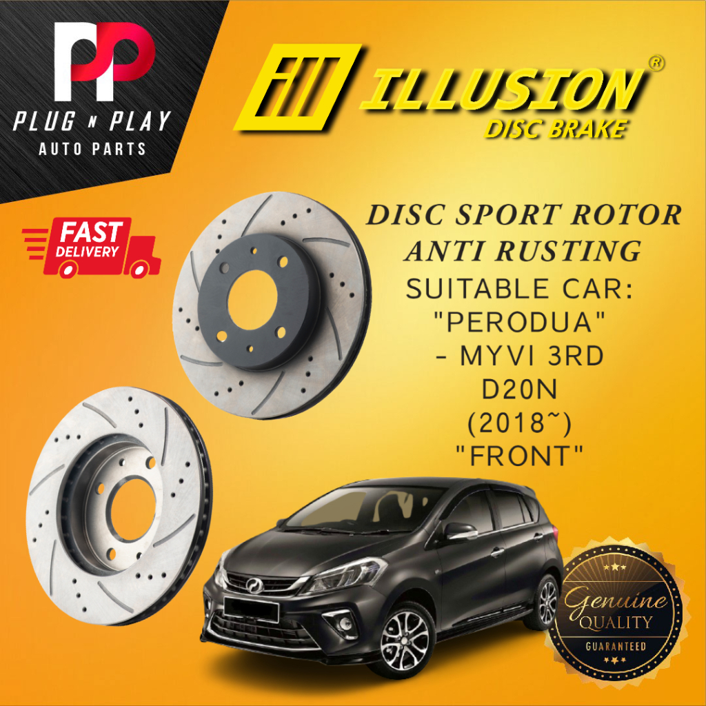 ILLUSION PERODUA NEW MYVI 2018 ~ D20N G3 FRONT (DEPAN) DISC ROTOR SPORT ...