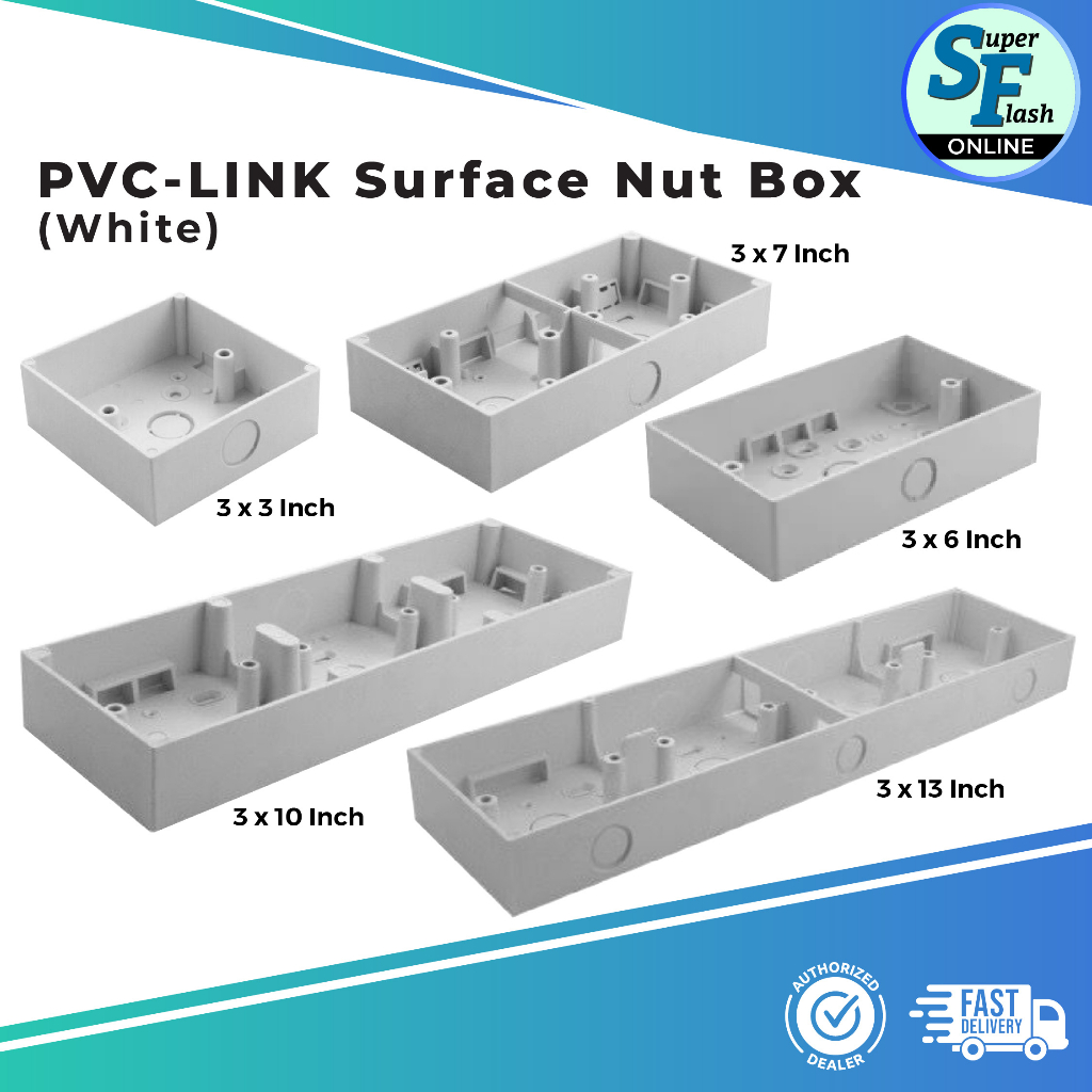 Nut Box / Surface Box (White) || 3"x3", 3"x6", 3"x7", 3"x10", 3"x13 ...
