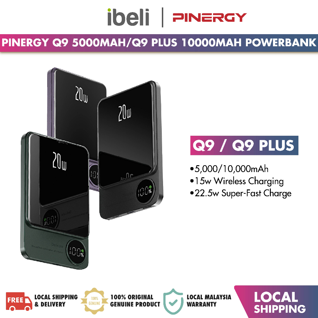 Pinergy Q9 PD20W/Q9 Plus Fast Charging Wireless Charge Powerbank ...