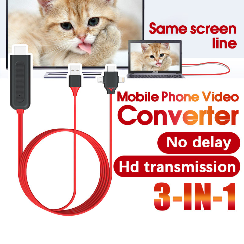 3IN1 USB Universal Mirascreen HDMI Same Screen Adapter Cable Phone ...