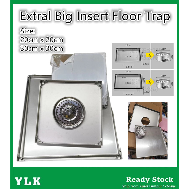 YLK 20cm X 20cm / 30cmx 30cm SS304 Stainless Steel Invisible Bathroom ...