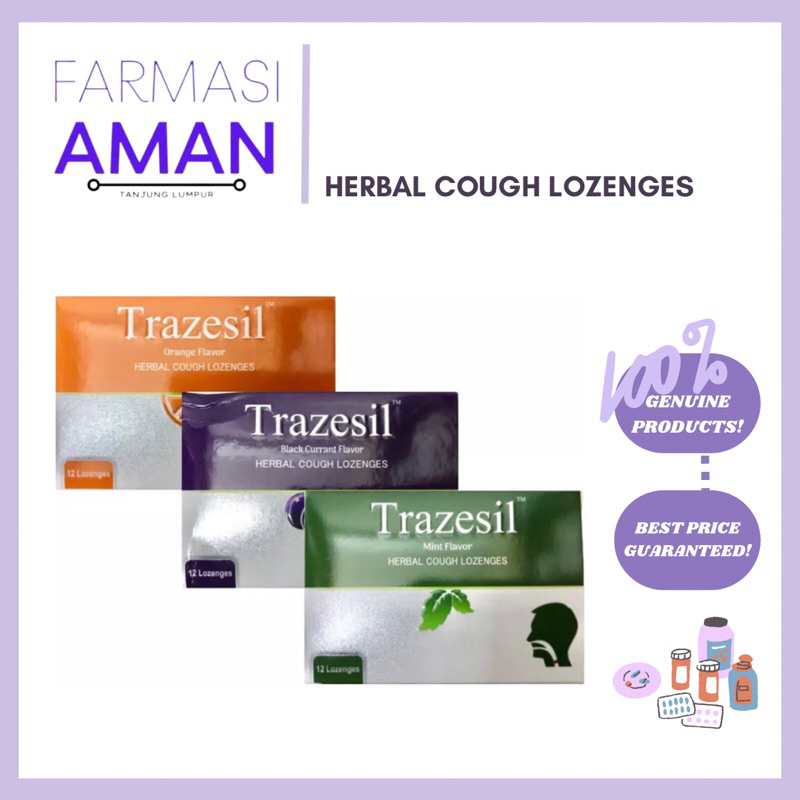 Trazesil Herbal Cough Lozenges 12's (Orange / Blackcurrant / Mint ...