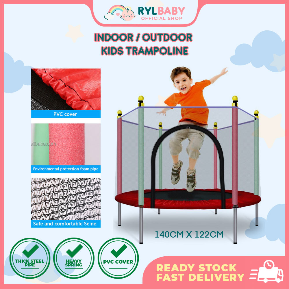 55 Inch Kids Trampoline Jumper Indoor Outdoor Children Bouncer Jumping ...