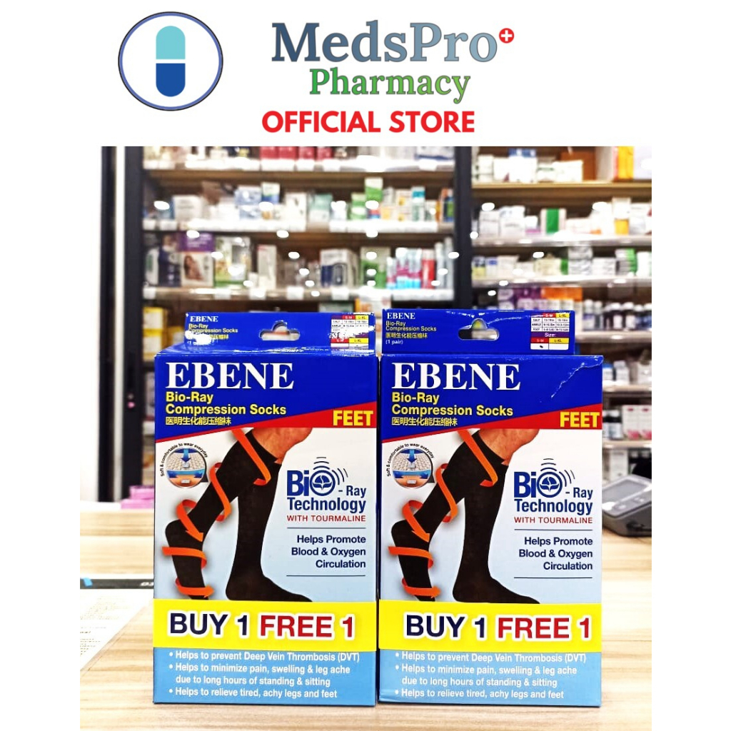 EBENE BIO-RAY COMPRESSION SOCKS 1 PAIR/1 BOX (SIZE S-M AND L-XL) BUY 1 ...