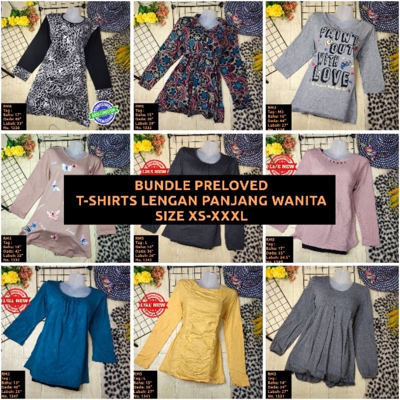 BUNDLE PRELOVED Wanita tshirt lengan panjang women small size S-XXL plus size | Shopee Malaysia