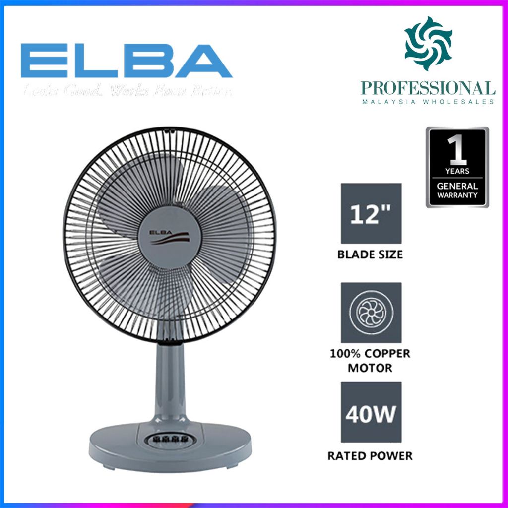 ELBA 12" 3 Transparent AS Blades Table Fan ETF-G1220(GR) Grey Colour ...