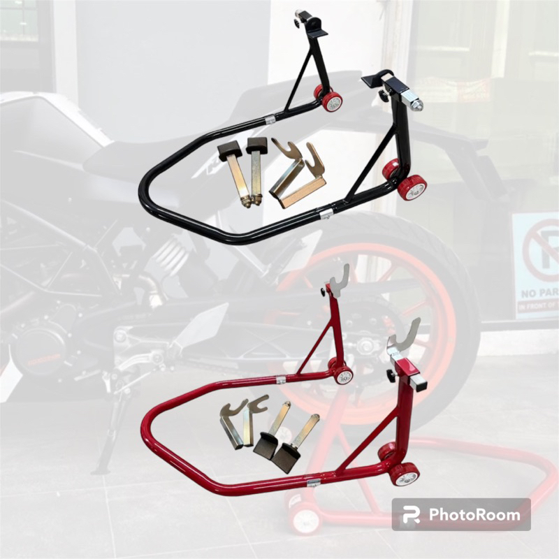 PADDOCK 2 in 1 Heavy Duty Superbike Rear Stopper Stand Padock Bobbin U ...