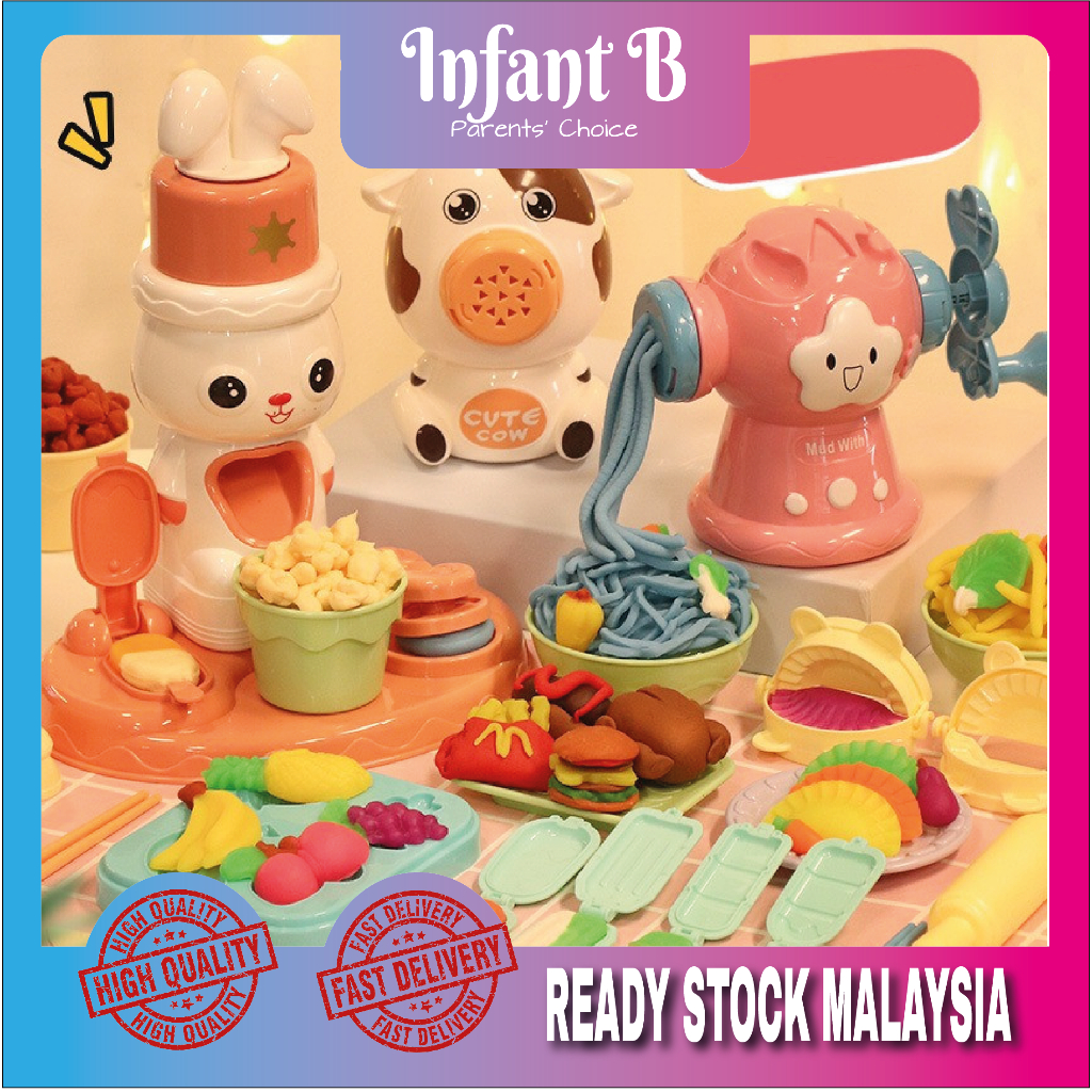 3D Color Clay Toy Dough Set Pretend Play Permainan Masak Plasticine ...
