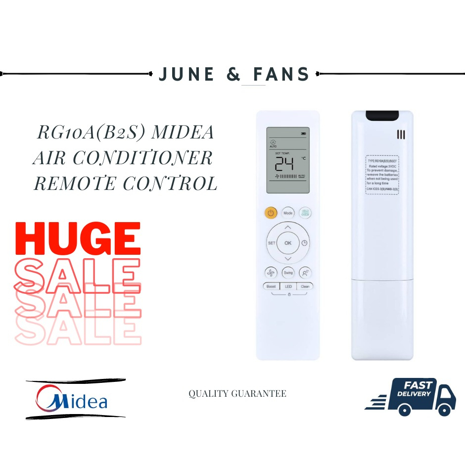 New RG10A(B2S)/BGEF For Midea Air Conditioner Remote Control RG10L1(2HS)/BGEF | Shopee Malaysia