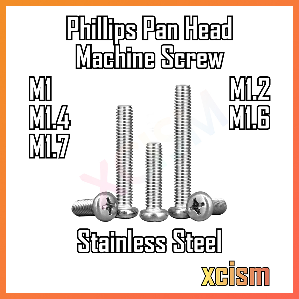 [M1 | M1.2 | M1.4 | M1.6 | M1.7] Phillips Cross Pan Round Head Machine Screw Skru Bolt Philips ...