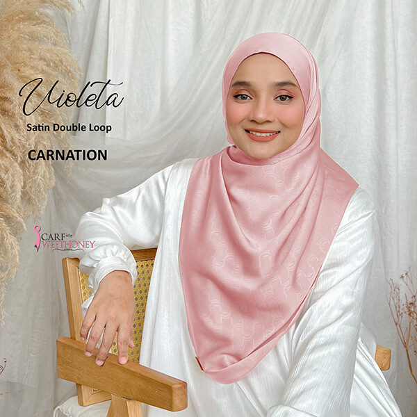 VIOLETA Tudung Instant Shawl Satin Mono Double Loop Dua Muka Curve ...