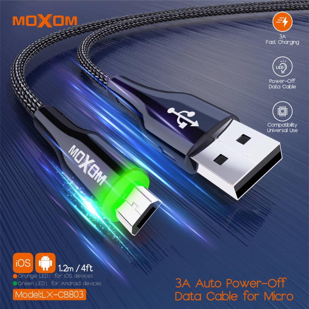 MOXOM LX-CB803 1.2 METER 3A AUTO POWER OFF DATA CABLE | Shopee Malaysia