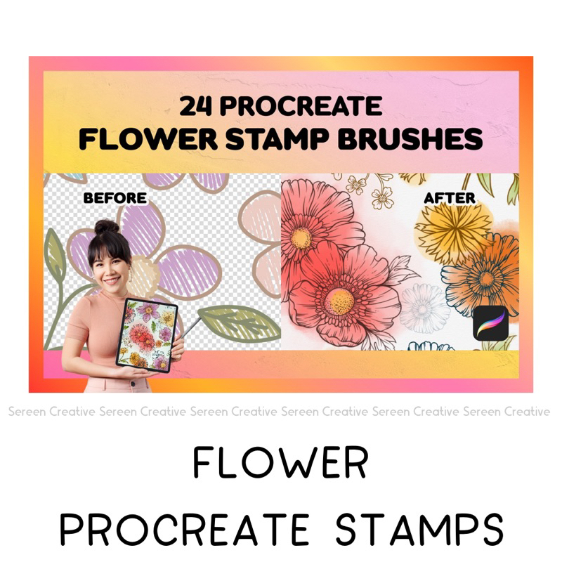 P413 24 Procreate Flower Stamp Brushes (Floral, botanical, nature) by ...