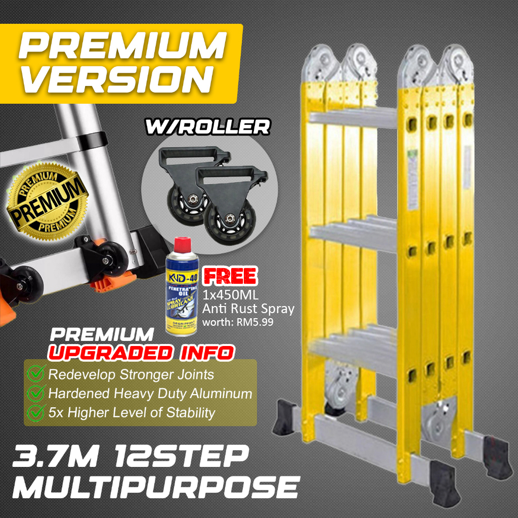 16 STEP (4.7M) / 12 STEP (3.7M) ALUMINIUM MULTIPURPOSE LADDER M37 / M47 ...