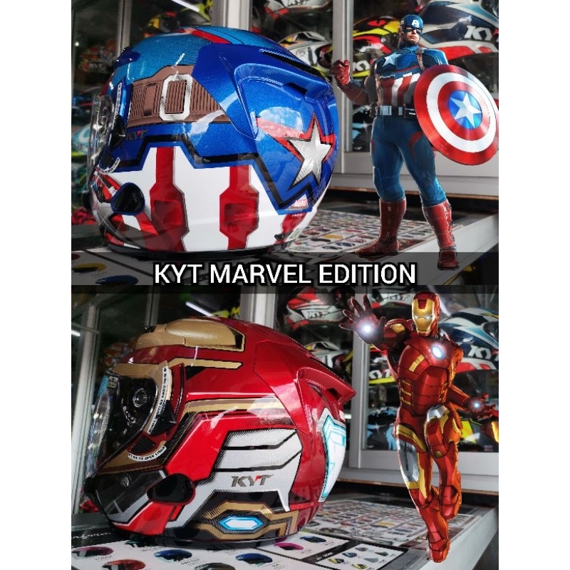 KYT MARVEL EDITION 🔥🔥 HELMET KYT VENOM IRON MAN CAPTAIN AMERICA DOUBLE ...