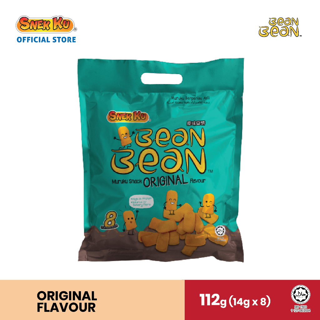 Snek Ku Bean Bean Original Flavoured Snacks (14g x 8 pkts) | Shopee ...