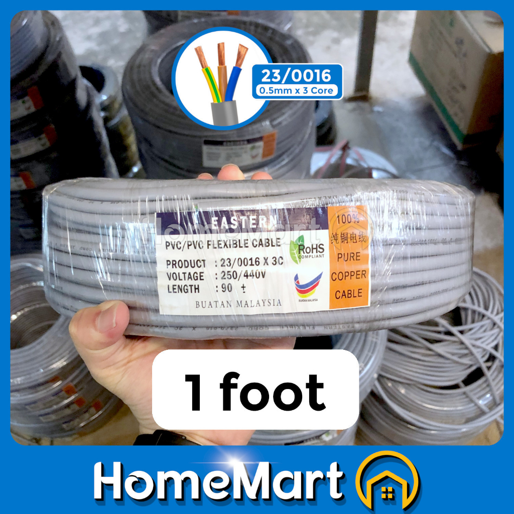 【Loose Cut】3 Core Flexible Cable Wire Wayar Kabel | 0.5mm 0.65mm 1mm 1 ...