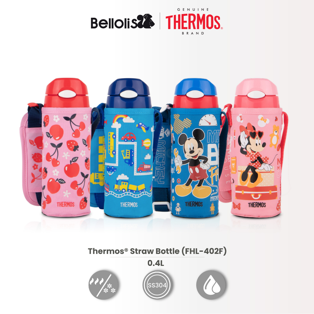 [Authentic] THERMOS 400ML Disney Cartoon Pattern Straw Bottle Stainless Steel SS304 BPA-Free ...