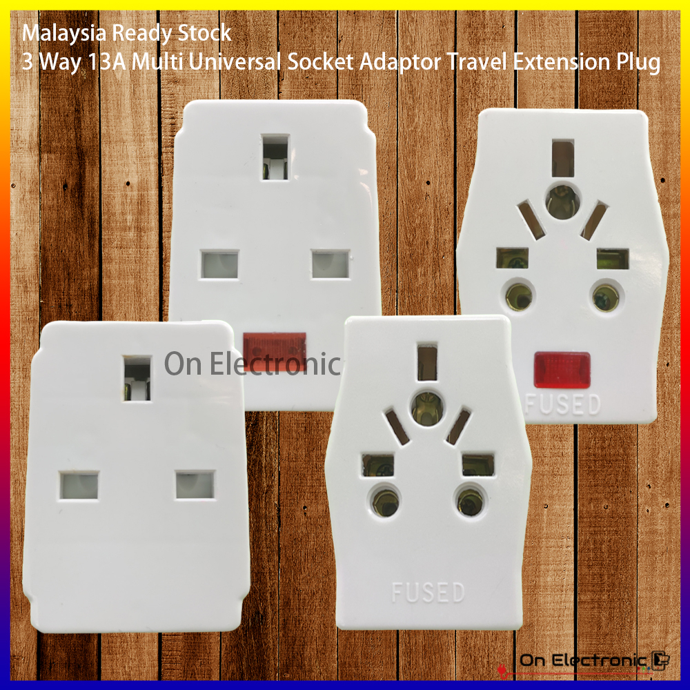 3 Way 13A Multi Universal Socket Adaptor Travel Extension Plug Multi ...