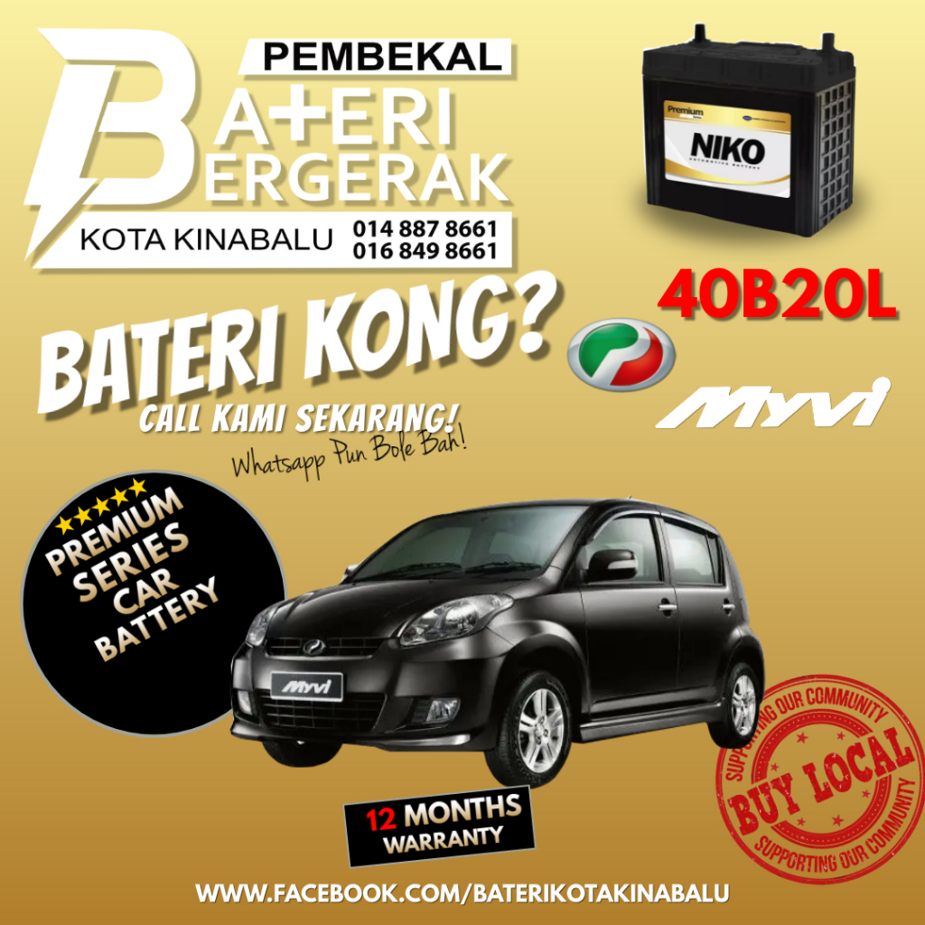 [ Installation Provided ] NIKO NS40ZL | 40B20L | Premium Series Battery For Perodua Myvi 1.3 1.5 ...