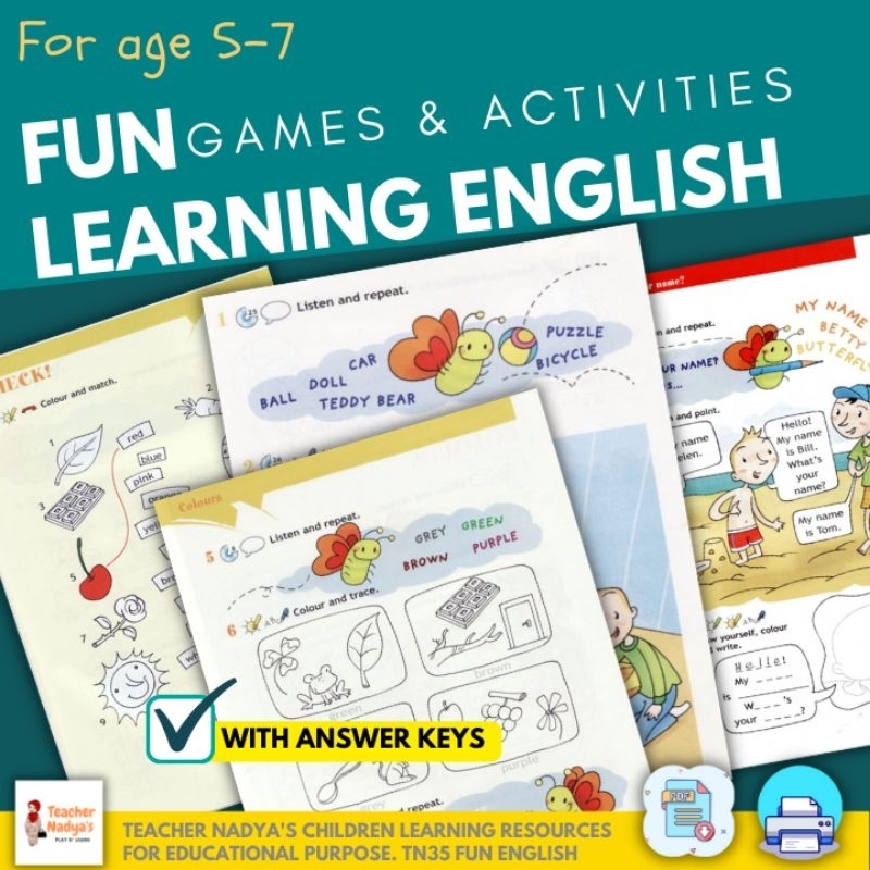 [ PRINTABLE / PDF] Fun & Easy English Games | TN35 English Worksheet | Shopee Malaysia