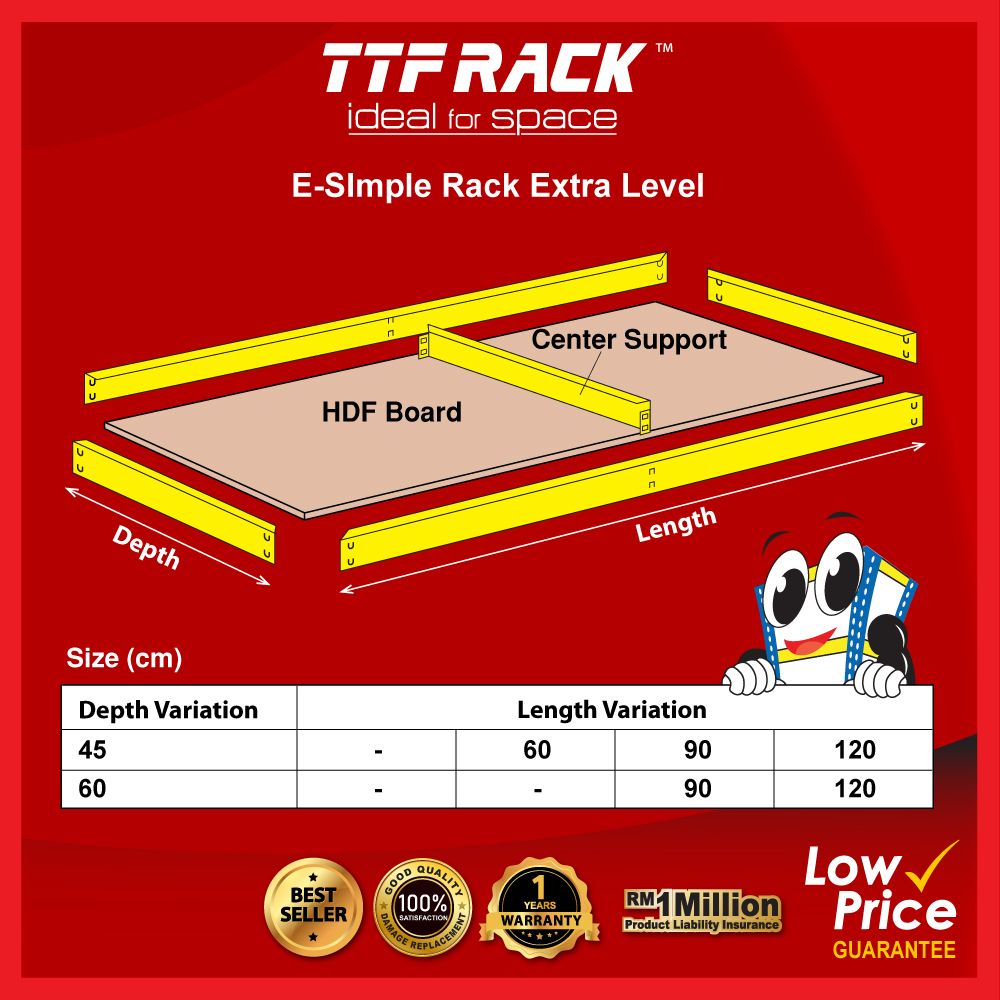 TTF Rack™ (SIMPLE & E-SIMPLE ADD LEVEL) Shelving Level Tingkat Tambahan ...