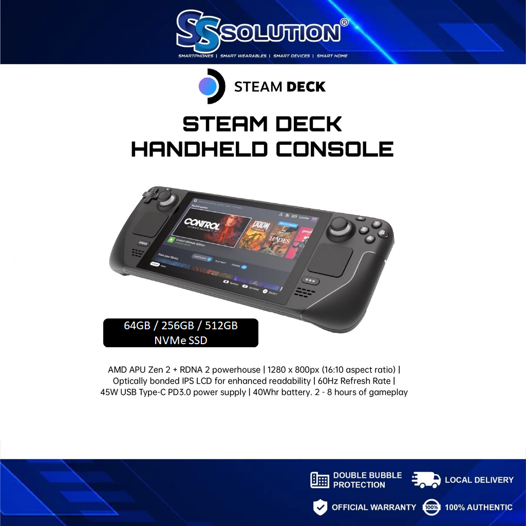 Steam Deck Handheld Gaming Console 256GB BLACK 1 YEAR WARRANTY | Shopee ...
