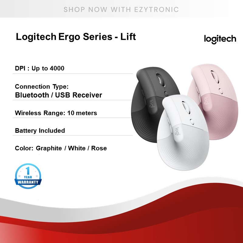 Logitech Ergo Series Mouse - Lift - up to 4000 dpi | Bluetooth / USB ...