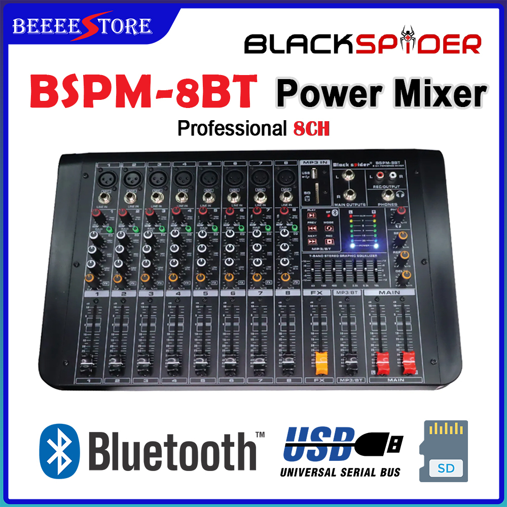 BLACK SPIDER BSPM-8BT POWER MIXER 8 CHANNEL | Shopee Malaysia