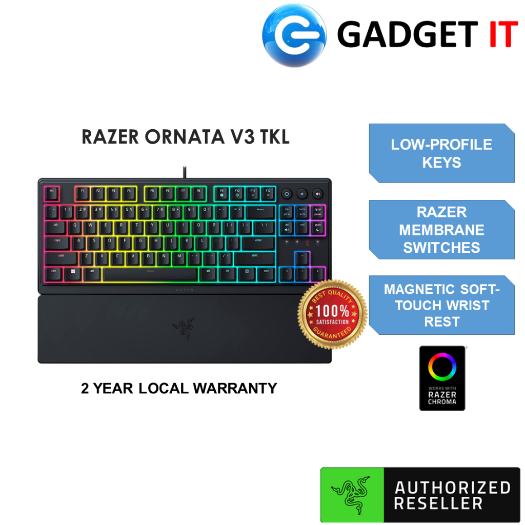 RAZER ORNATA V3 TKL / TENKEYLESS MECHA-MEMBRANE GAMING KEYBOARD (KB ...