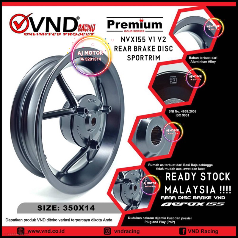 ( VND ) PNP YAMAHA NVX155 V1 V2 V3 REAR SPORTRIM PASANG BRAKE DISC ...