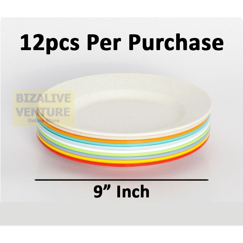 (12pcs) PP 9" Inch Deep Plate | Multi Colour Plate | Plastic Shallow ...