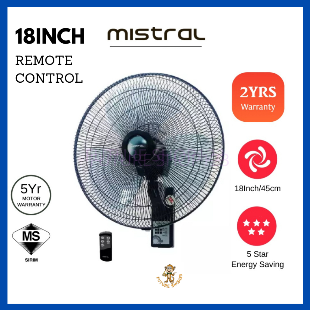Mistral 18" Wall Fan with Remote Control MWF-1890MR KIPAS DINDING ...