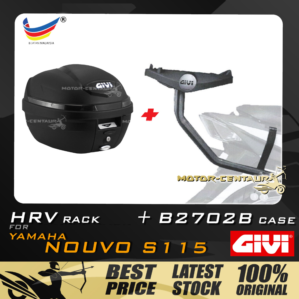 SET KOMBO KOTAK/BOX GIVI B27/B270/B32/B33/B42/B45/E43/E250 TOP CASE + GIVI YAMAHA NOUVO S HRV ...