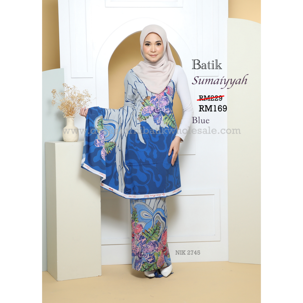 DESA MURNI BATIK - BATIK SUMAIYYAH NIK 2745 BLUE 🔥🔥🔥 | Shopee Malaysia