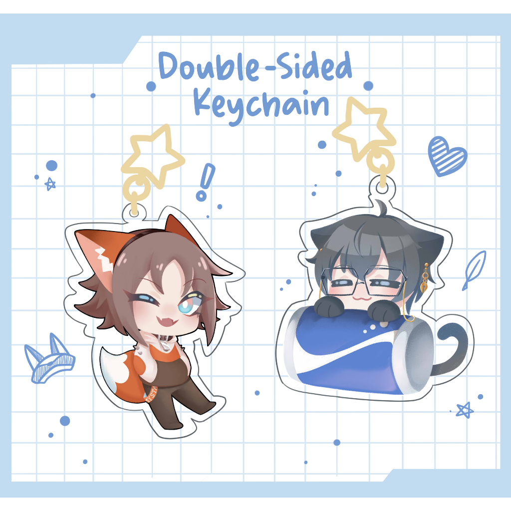 Nijisanji en double-sided acrylic keychain (Mysta/Rias, Ike/Eki ...
