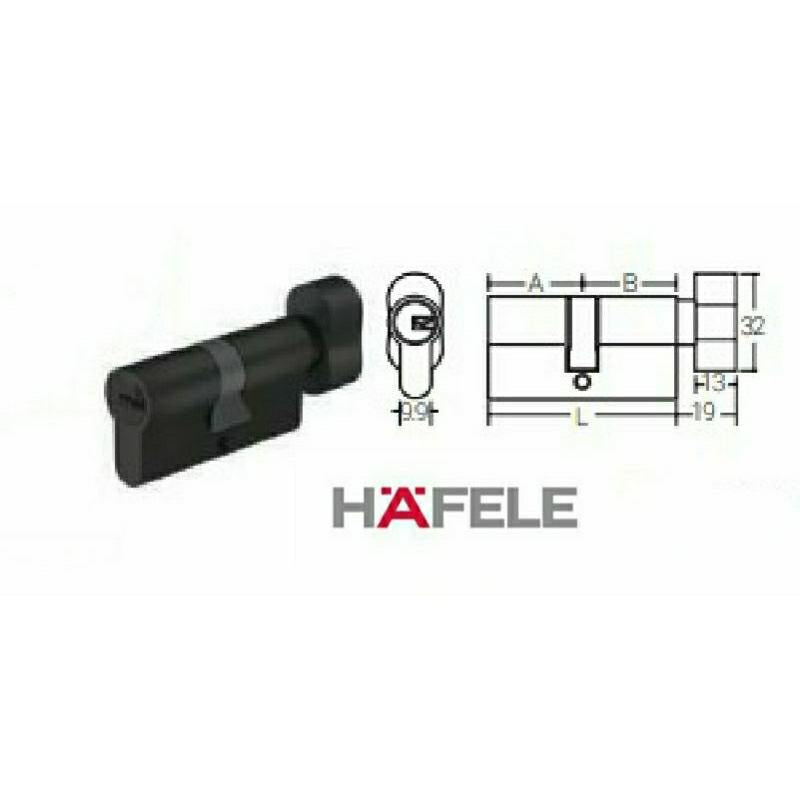 Hafele Matt Black Euro Profile Cylinder Thumb turn & Key 60mm-80mm ...