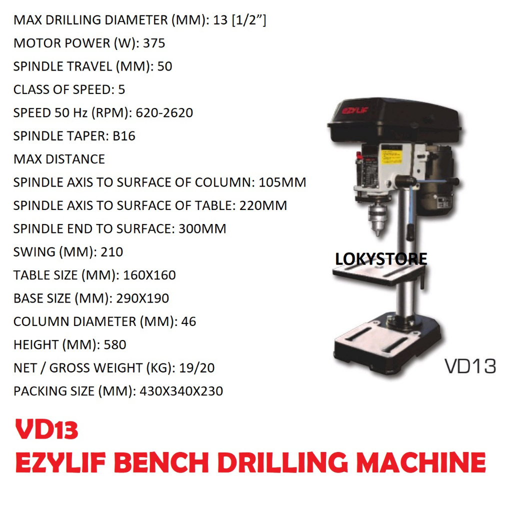 EZYLIF VD13/VD16M/VD16H BENCH DRILLING MACHINE | Shopee Malaysia