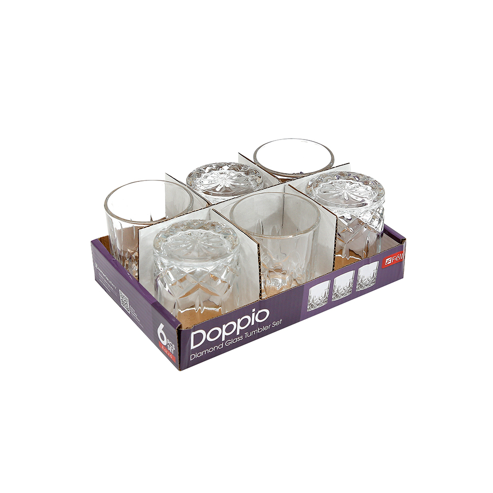 Felli Doppio Glass Tumbler 8.0 Oz Set 6pcs – Diamond | Shopee Malaysia