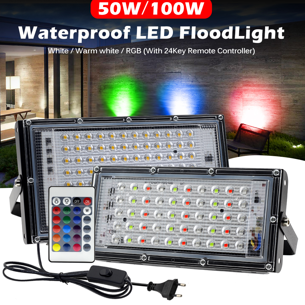 50W 100W LED RGB Flood Light IP65 Waterproof Outdoor Reflector LED ...