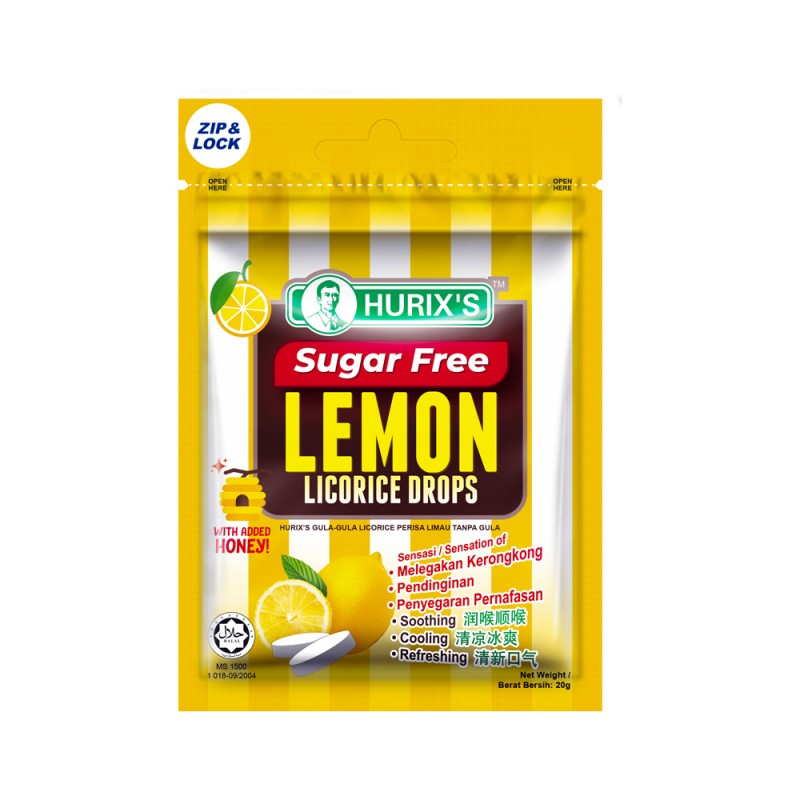 Hurix's Sugar Free Lemon Licorice Drops (20g) | Shopee Malaysia